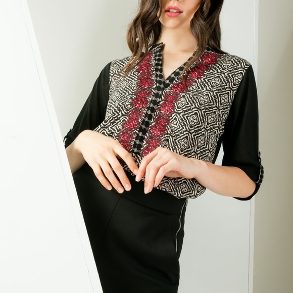 THML | Tops | Nwt Thml 34 Sleeve Embroidered Top | Poshmark